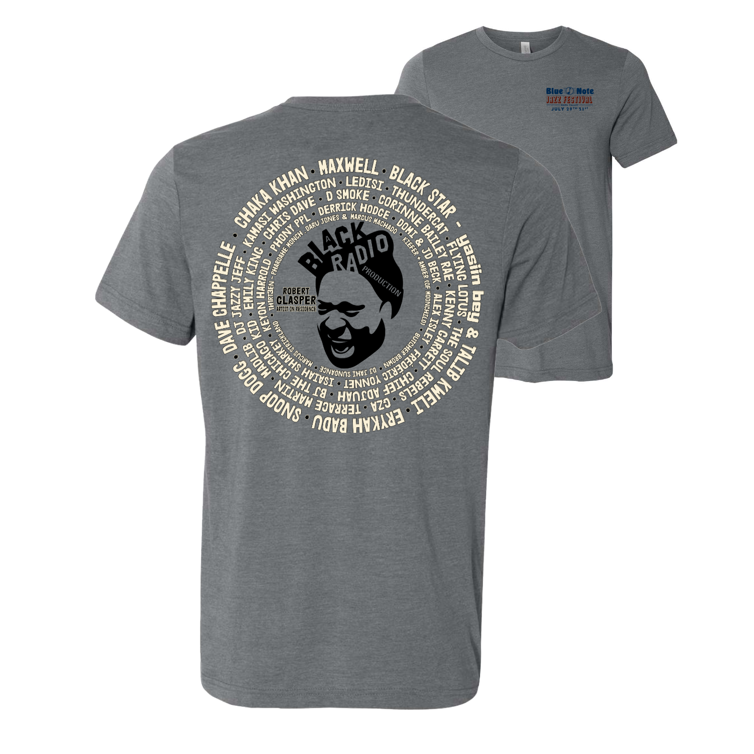 Blue Note Black Radio Production Unisex Triblend Tee, Heather Grey